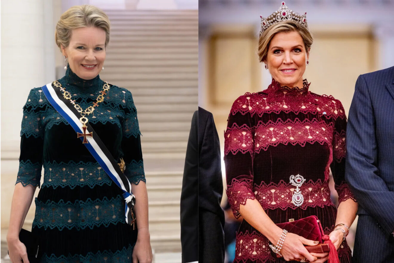 Mathilde del Belgio e Maxima d'Olanda indossano lo stesso abito: l ...